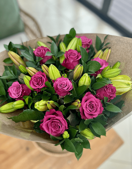 Sensational pink Rose and Lily Mix Bouquet – Impala Online