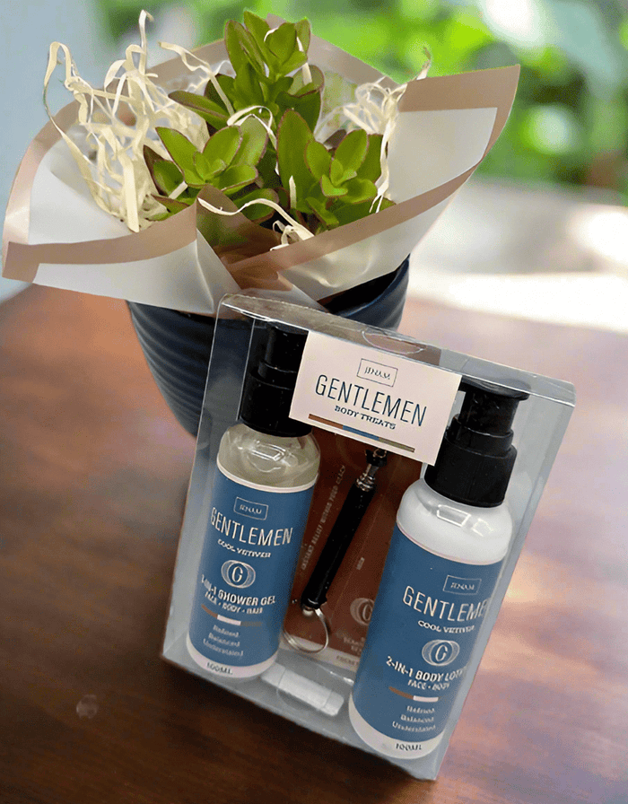 Succulent Plant in Navy-Blue Ceramic Pot with Gentlemen Gift Set ...
