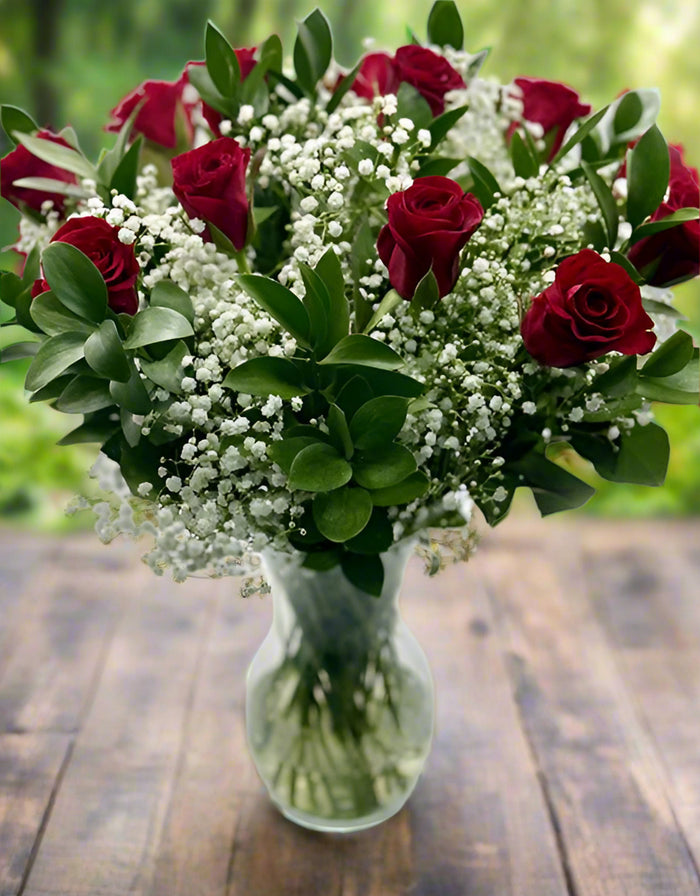 Ruby Red Roses in Vase – Impala Online